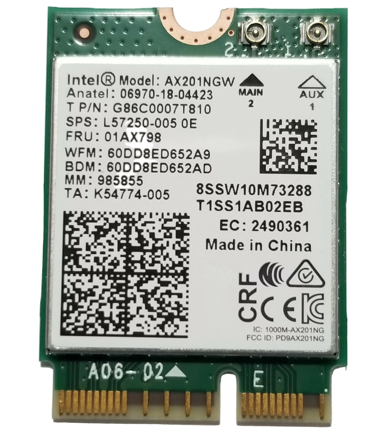 Intel AX201 802.11ac Wi-Fi 6 2.4Gbps Bluetooth 5.2 CNVio2 Key E – VPC ...